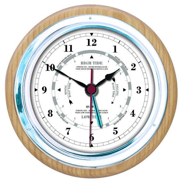 Ash & Chrome 170mm Barometer & Tide Clock Combo - Barometers&Clocks