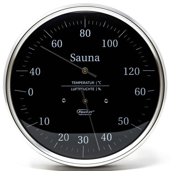 Sauna -Black - Thermometer & Hygrometer 160mm - Barometers&Clocks