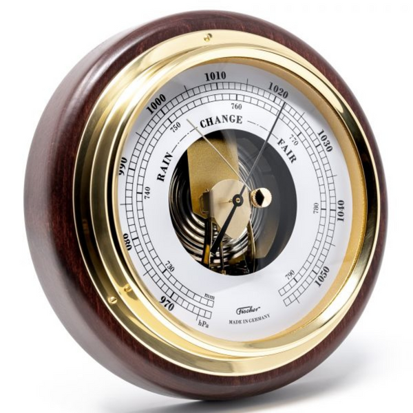 Popular Mahogany & Brass 170mm Barometer - Barometers&Clocks