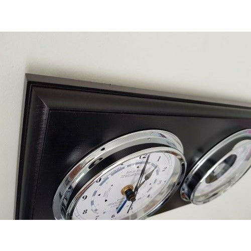 Barometer & Tide Clock Combo in Ebony & Chrome - Barometers&Clocks